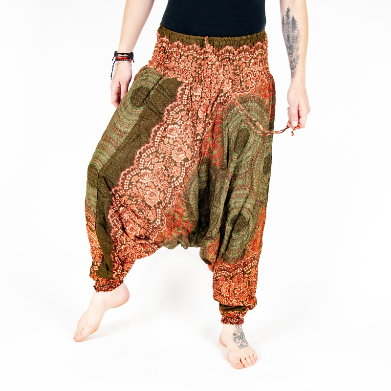 Kalhoty turecké dámské Honeycomb Mandala M zelená